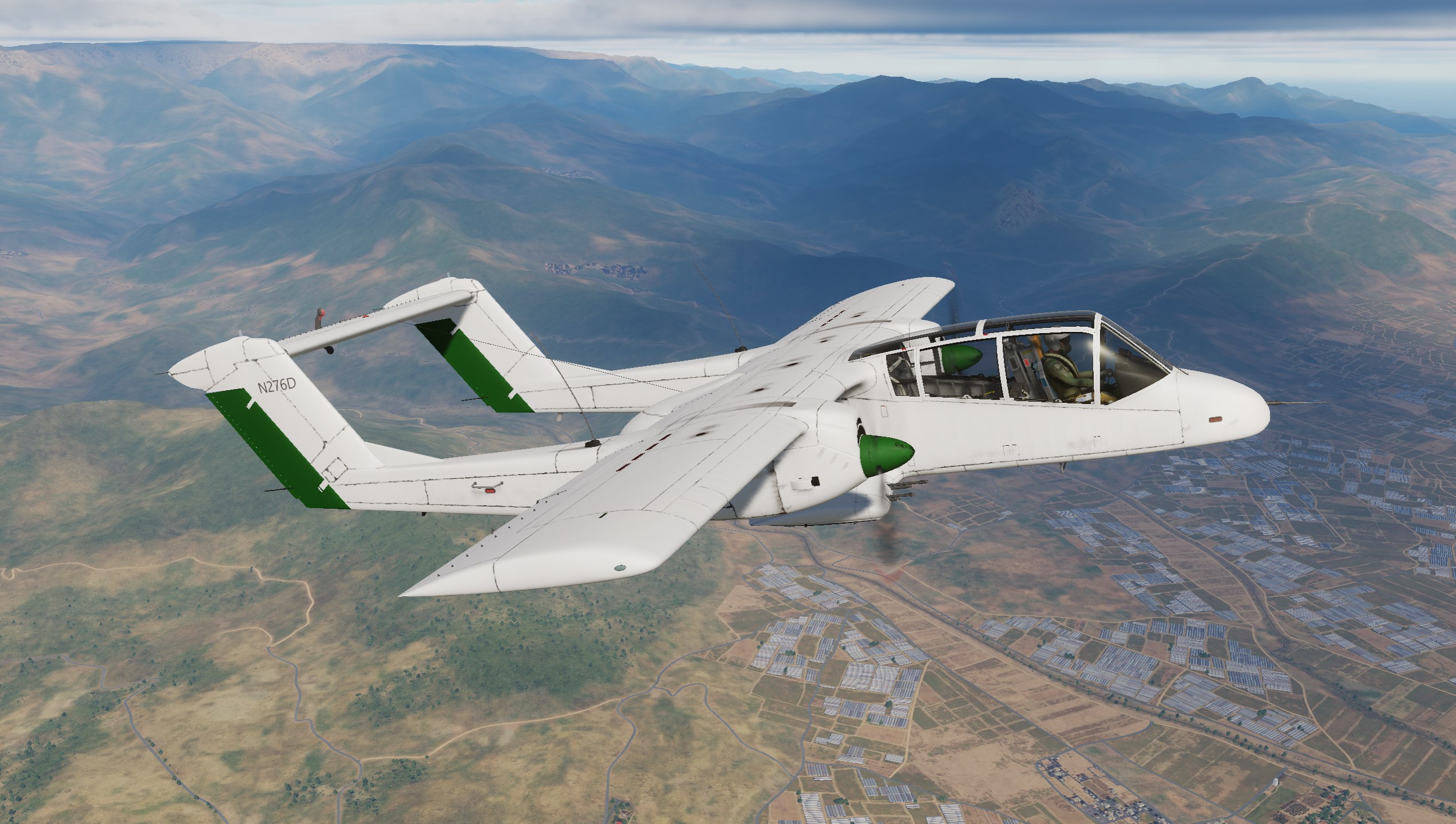 White and Green Civil OV-10A Bronco