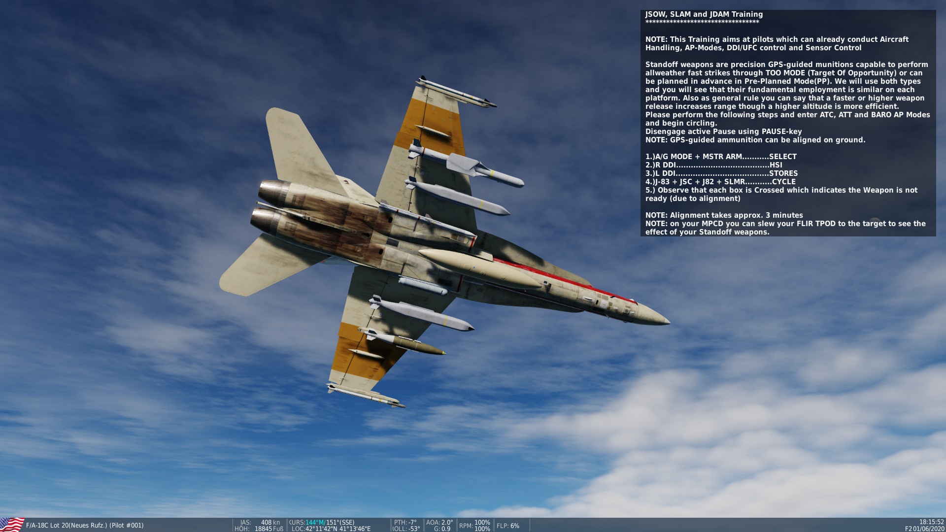 F18 - JSOW, JDAM, SLAM TOO&PP Tutorial / Training Mission