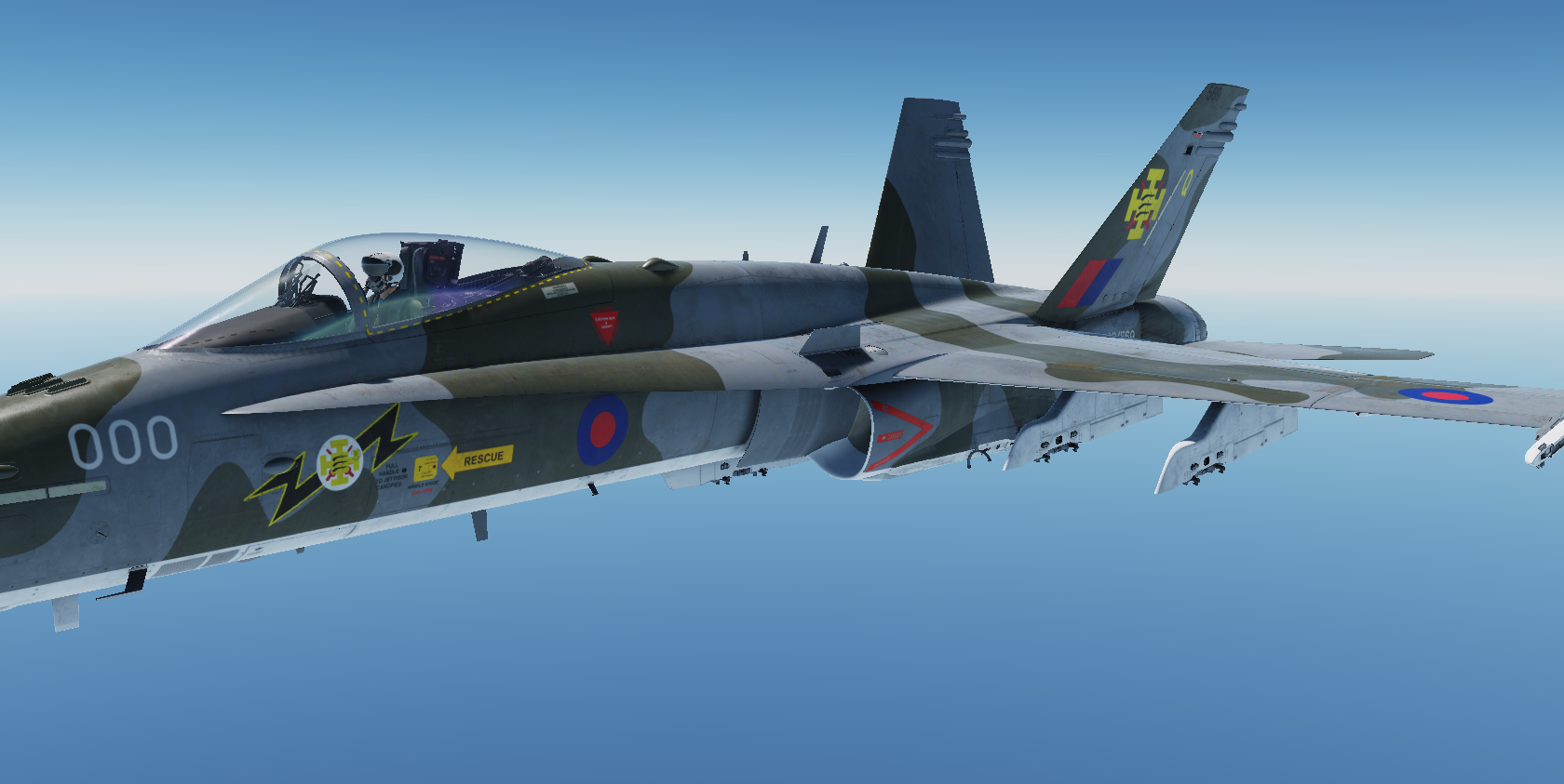 Royal Air Force F/A-18C Hornet Fictional skin based on a Phantom FG1 livery