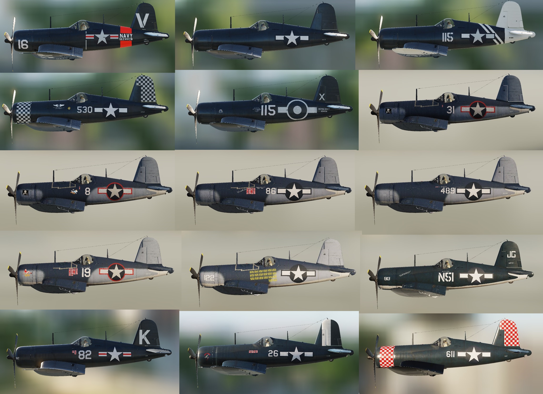 F4U-1D Corsair 15 Pack of Liveries.